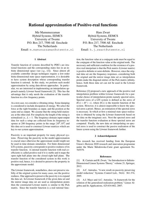pdf rational approximation of positive real functions