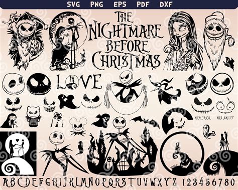 Nightmare Svg Before Christmas Clipart Png Skellington Svg Etsy Canada