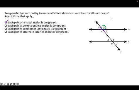 solved two parallel lines are cut by transversal which statements are true for all such cases