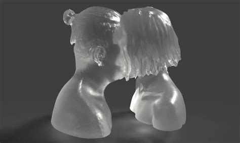 SLA 3D Printed Clear Resin Lovers Sculpture Artpiece FacFox