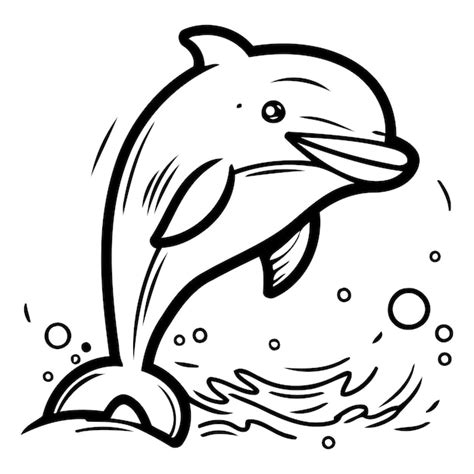 Delfín en el océano Ilustración vectorial de un delfín de dibujos