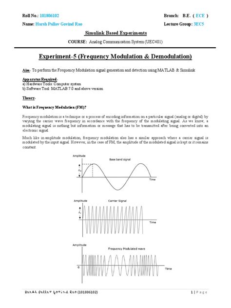 experiment 5 frequency modulation and demodulation simulink based experiments pdf