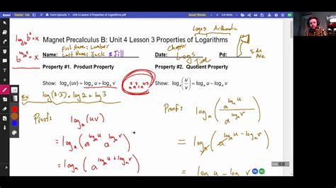 Precalculus A Unit Lesson Properties Of Logarithms Youtube