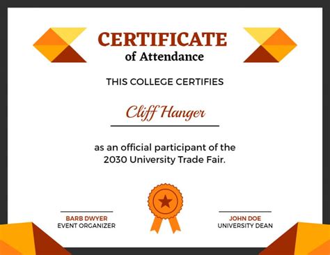 Template Certificate Of Attendance