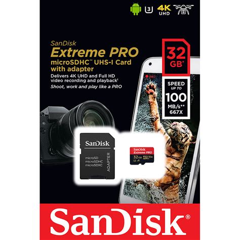 SanDisk Extreme Pro MicroSDHC UHS I U3 V30 A1 32 Go Adaptateur SD