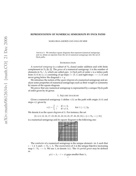 pdf representation of numerical semigroups by dyck paths