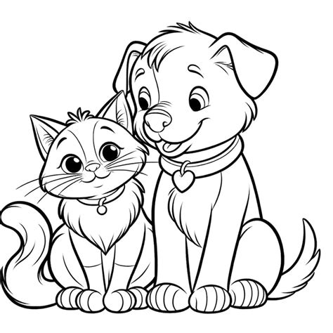 Dessin gratuit à imprimer Coloriage Chat et chien