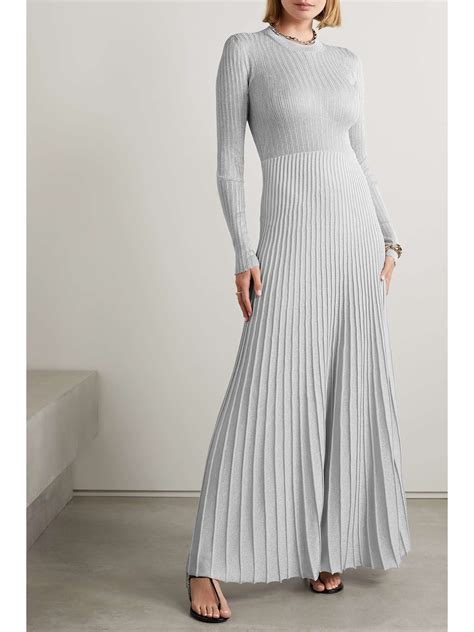 KHAITE Keese Metallic Ribbed Knit Maxi Dress NET A PORTER