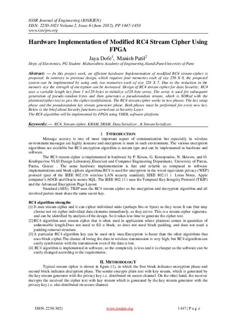 pdf hardware implementation of modified rc4 stream cipher using fpga vinod chitluri