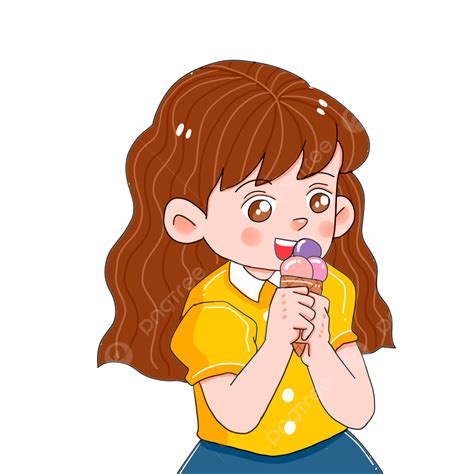 Una Chica Pintada Comiendo Dulces PNG Dibujos Pintado Encantador