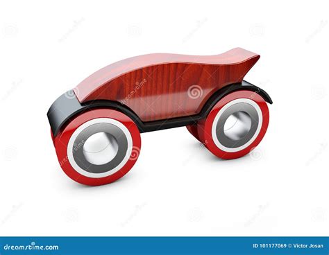 3d Illustration Of Red Toy Car On A White Background Stock Illustration
