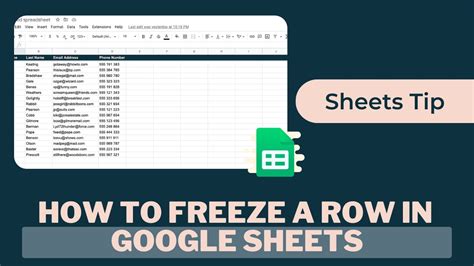 How To Freeze A Row In Google Sheets Youtube