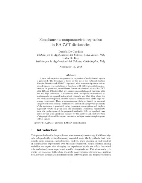 pdf simultaneous nonparametric regression in radwt dictionaries