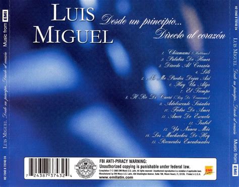 Car Tula Trasera De Luis Miguel Desde Un Principio Directo Al
