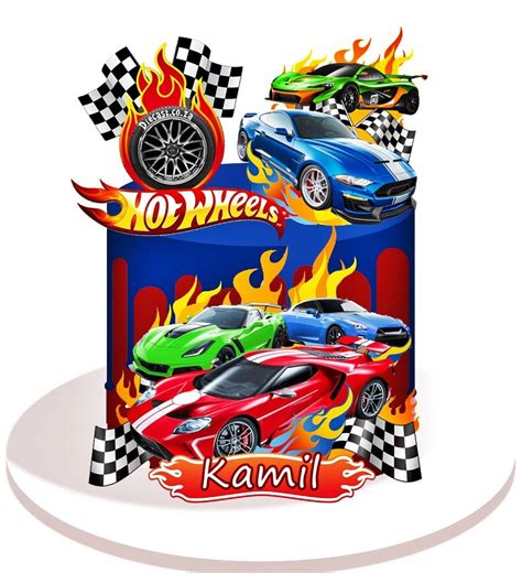 Opłatek na tort HOT WHEELS auta zestaw POSTACI urodziny tekst
