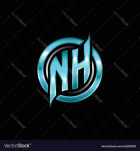 Nh Initial Monogram Logo Circle Rounded Royalty Free Vector