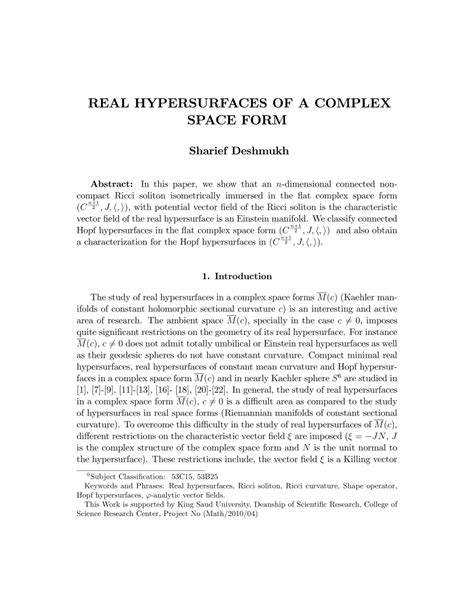 pdf real hypersurfaces of a complex space form