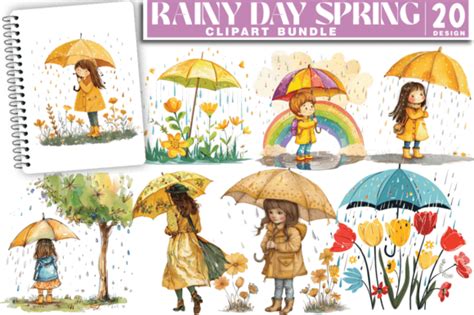 Rainy Day Spring Clipart PNG Bundle Graphic By DelArtCreation