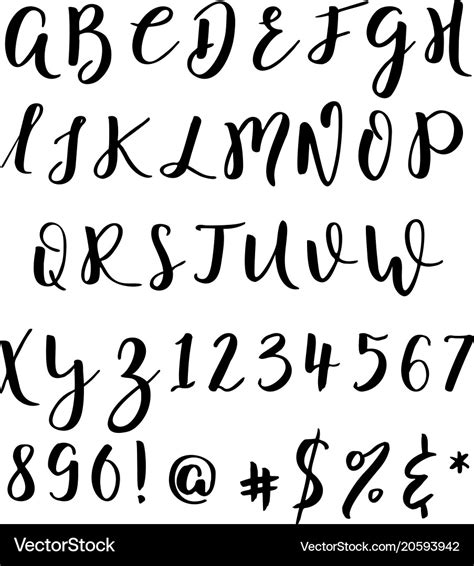 Handwritten Calligraphy Font Alphabet Royalty Free Vector