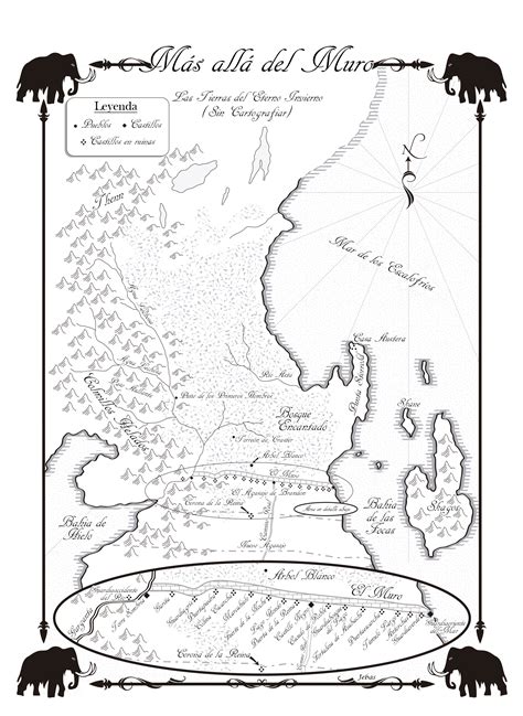 Mapa de los castillos de El Muro y las tierras de Más Allá del Muro