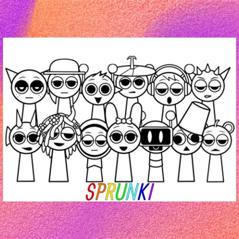 Página para colorear de Sprunki de Incredibox 1 PNG y 1 PDF tamaño A4