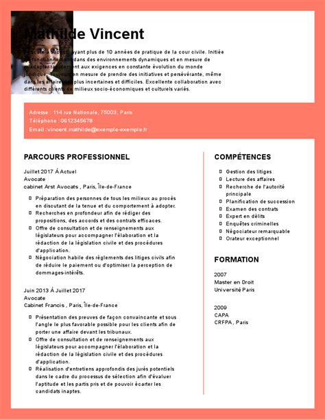Exemple de CV d avocat modèles et conseils monCVParfait