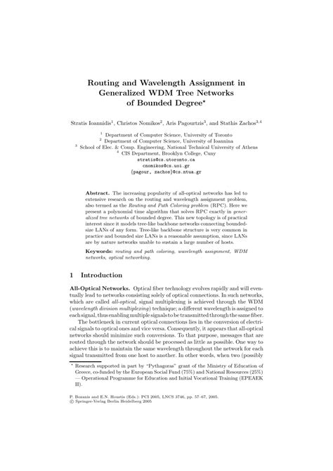 pdf routing and wavelength assignment in generalized wdm tree networks of bounded degree