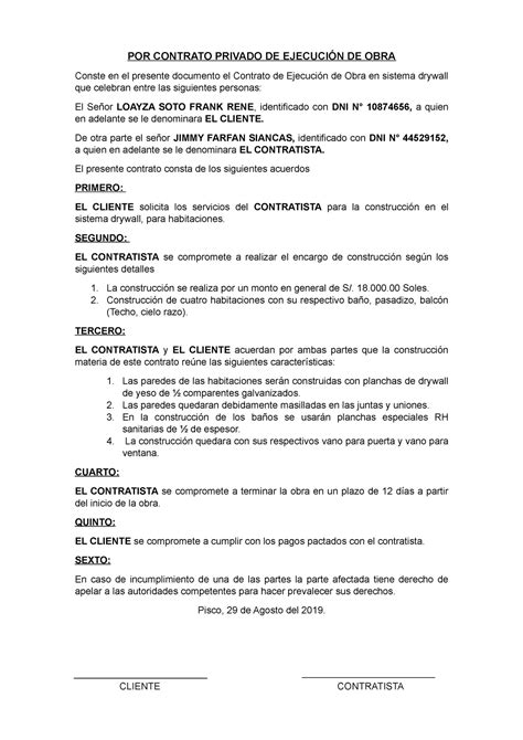 Top 76 Imagen Modelo De Contrato Para Obra Civil Abzlocal Mx