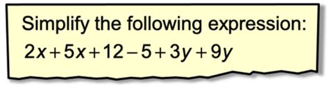 simplifying algebraic expressions flashcards quizlet