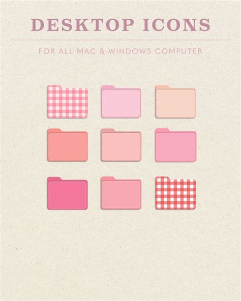 Pink Color Desktop Folder Icons MacBook Organizer Icons Folder Icons