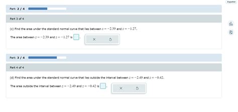 Solved A Find The Area Under The Standard Normal Curve To Chegg