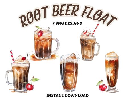 Watercolor Root Beer Float Clip Art Root Beer Mug Soda Ice Cream