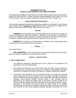 Fillable Online Articulation AgreementBlinn College Fax Email Print