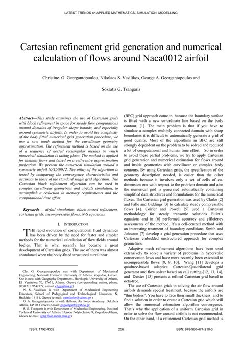 pdf cartesian refinement grid generation and numerical calculation of flows around naca0012