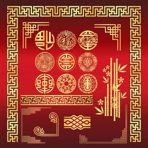 Premium Vector Selection Of Chinese Traditional Border And Pattern