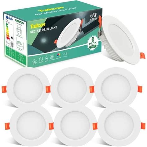 Led Spot Encastr Extra Plat W Lm Blanc Froid Plafonnier Rond Spot