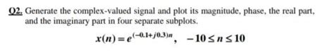answered generate the complex valued signal and… bartleby