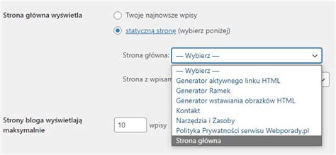 Jak ustawić stronę główną w WordPress Webporady pl
