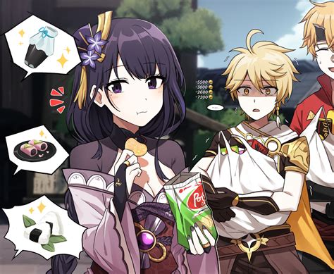 Raiden Shogun Aether And Thoma Genshin Impact Drawn By Lix Danbooru