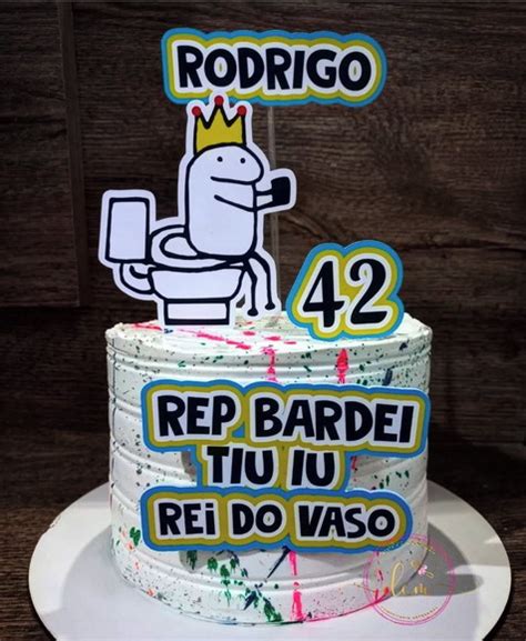 Topo De Bolo Flork Bento Cake Rei Do Vaso Produtos Elo