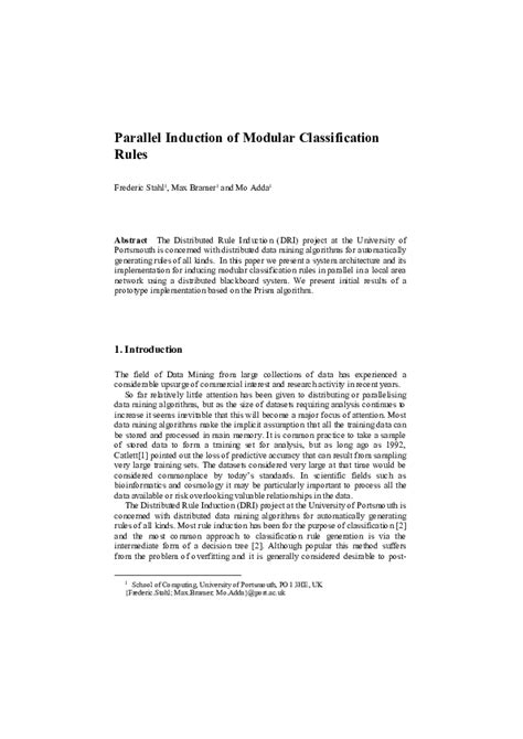 pdf parallel induction of modular classification rules mo adda