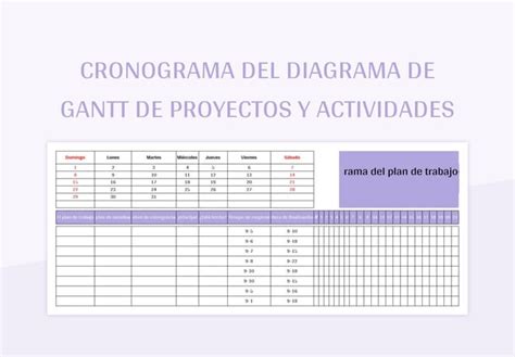 Plantilla De Excel Cronograma Del Diagrama De Gantt De Proyectos Y