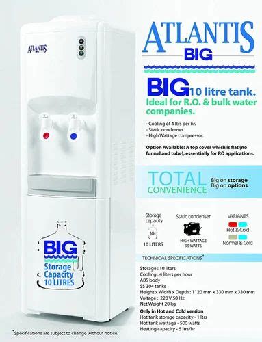 Atlantis Big Hot And Cold Water Dispenser Floor Standing White RO