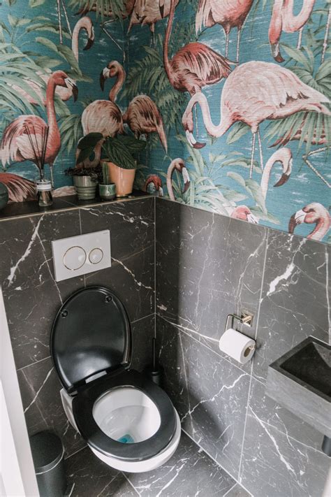 Toilet Make Over Met Het Arte Avalon Flamingo Behang