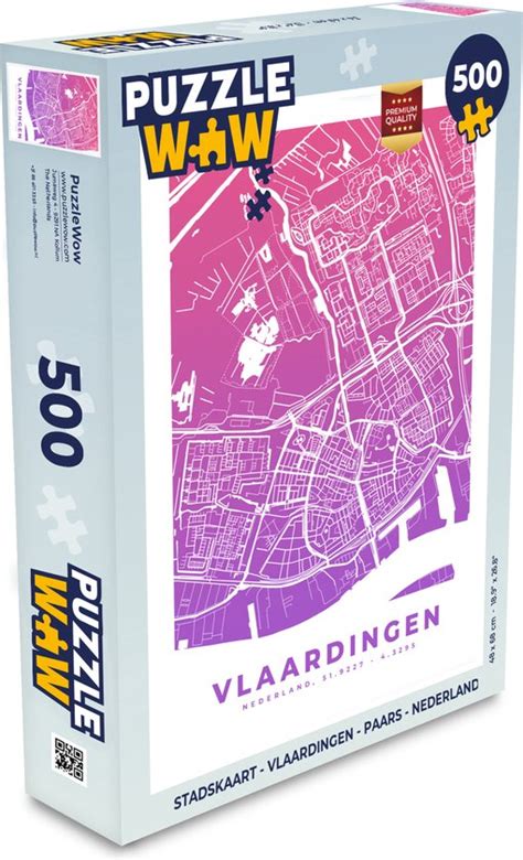 Puzzel Stadskaart Vlaardingen Paars Nederland Legpuzzel
