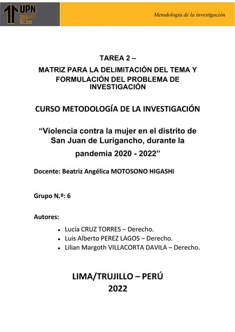 Pdf T2 Matriz Para La Delimitacion Del Tema Compress TAREA 2 TAREA 2