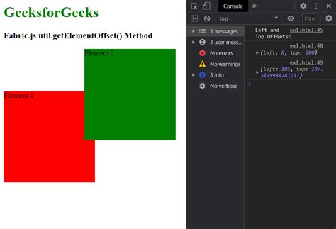 fabric js getelementoffset method geeksforgeeks