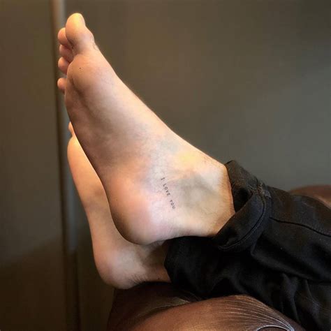 I Love You Lettering Tattoo Done On The Ankle