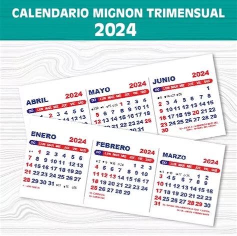 Kit Imprimible Calendario Mignon 2024 Almanaque Editable X3