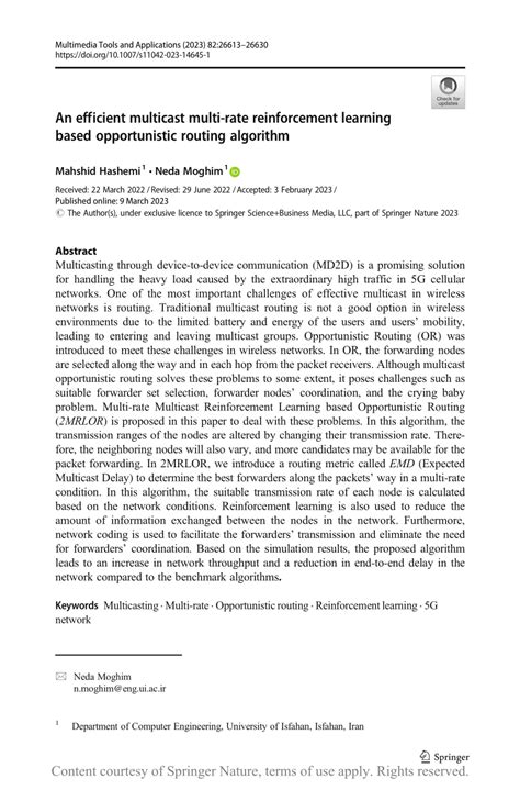 an efficient multicast multi rate reinforcement learning based opportunistic routing algorithm